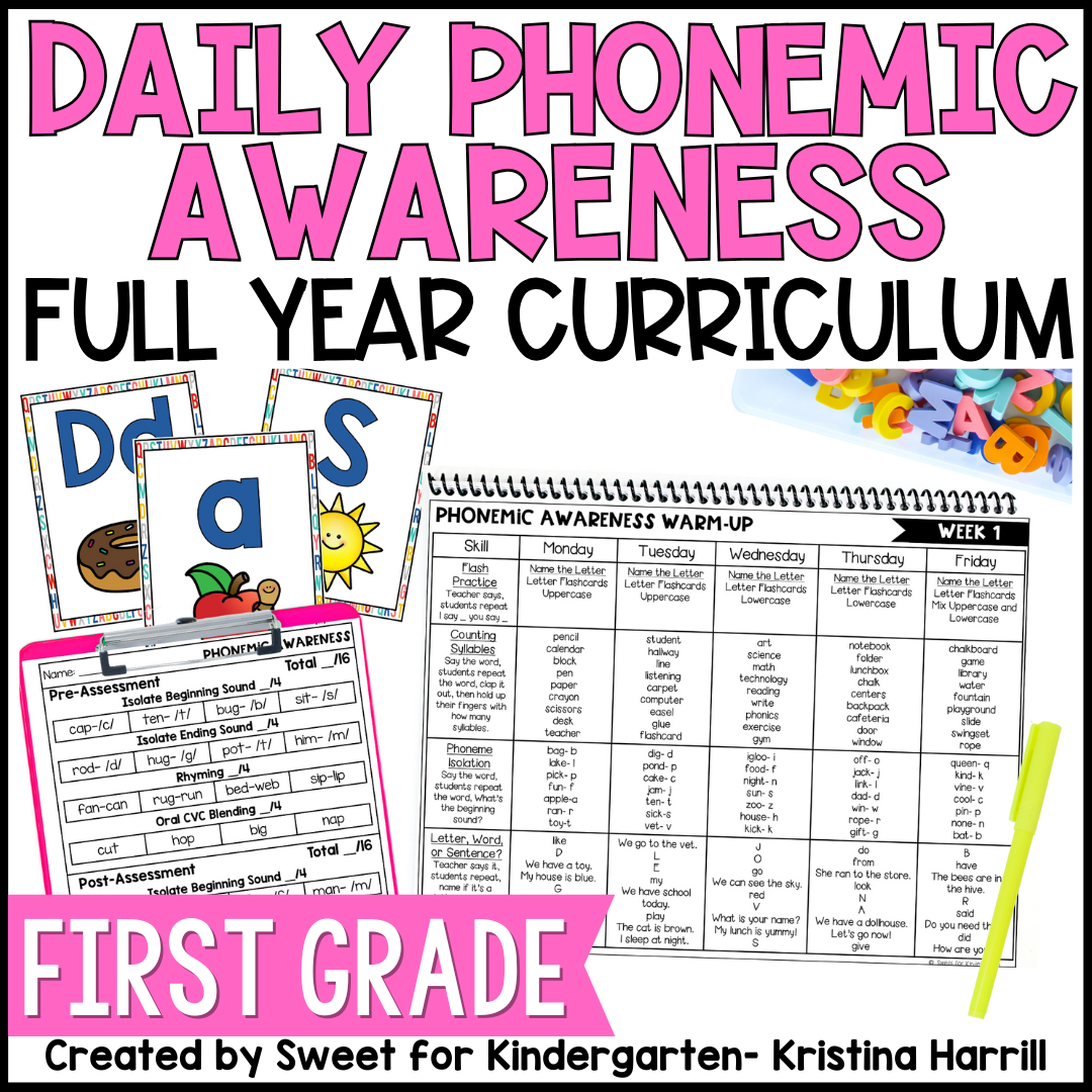 First Grade Phonemic Awareness Daily Lessons and Assessments | Sweet ...