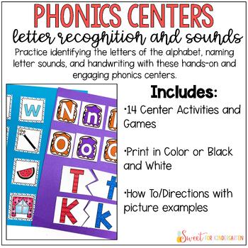Letter Recognition and Sounds Center Activities and Alphabet Phonics ...