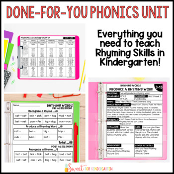 Kindergarten Phonics Rhyming Words Unit | Rhyming Lessons and ...