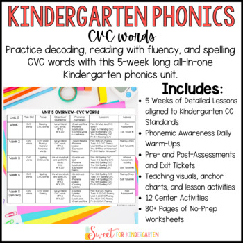 Kindergarten Phonics CVC Words Unit | CVC Word Lessons and Phonics ...
