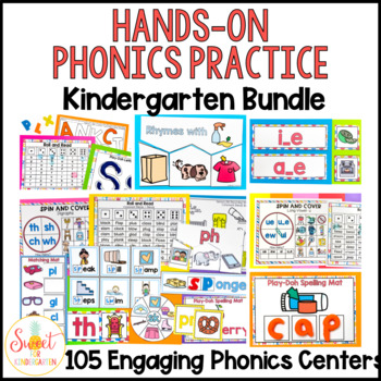 Kindergarten Phonics Center Activities and Games Bundle for the Year ...