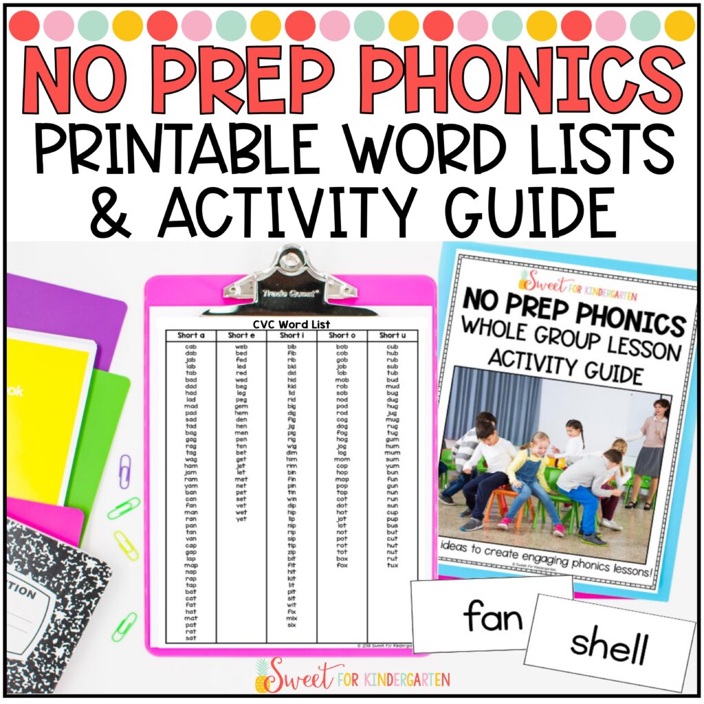 No Prep Phonics Multi-Sensory Activity Guide with Printable Word Lists ...