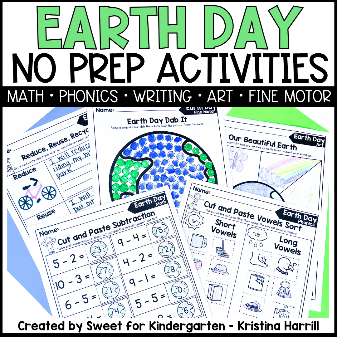 Earth Day No-Prep Activities for Kindergarten | April Math, Phonics ...