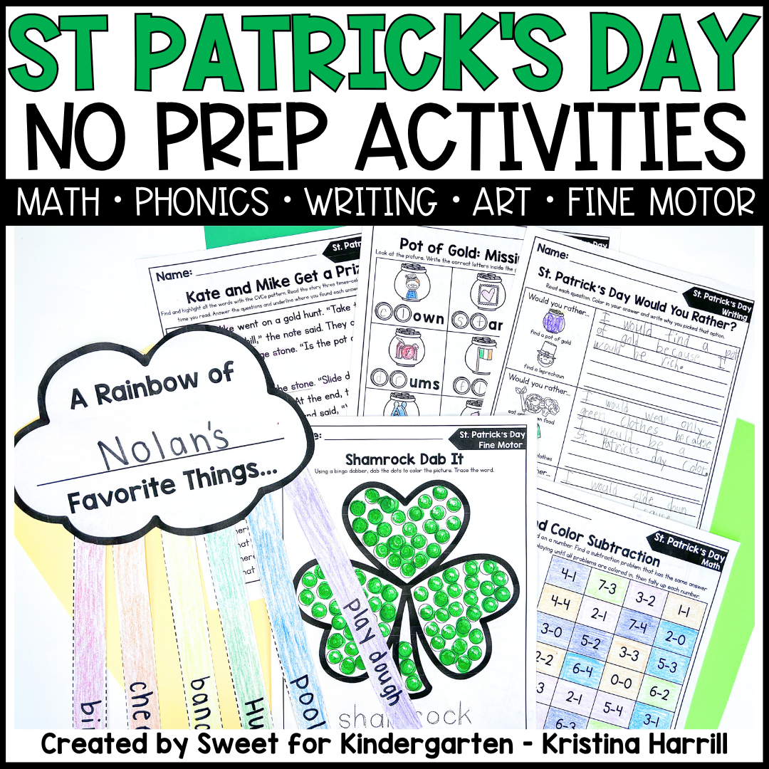 St Patricks Day Worksheets Writing Craft Fine Motor Activities Math ...